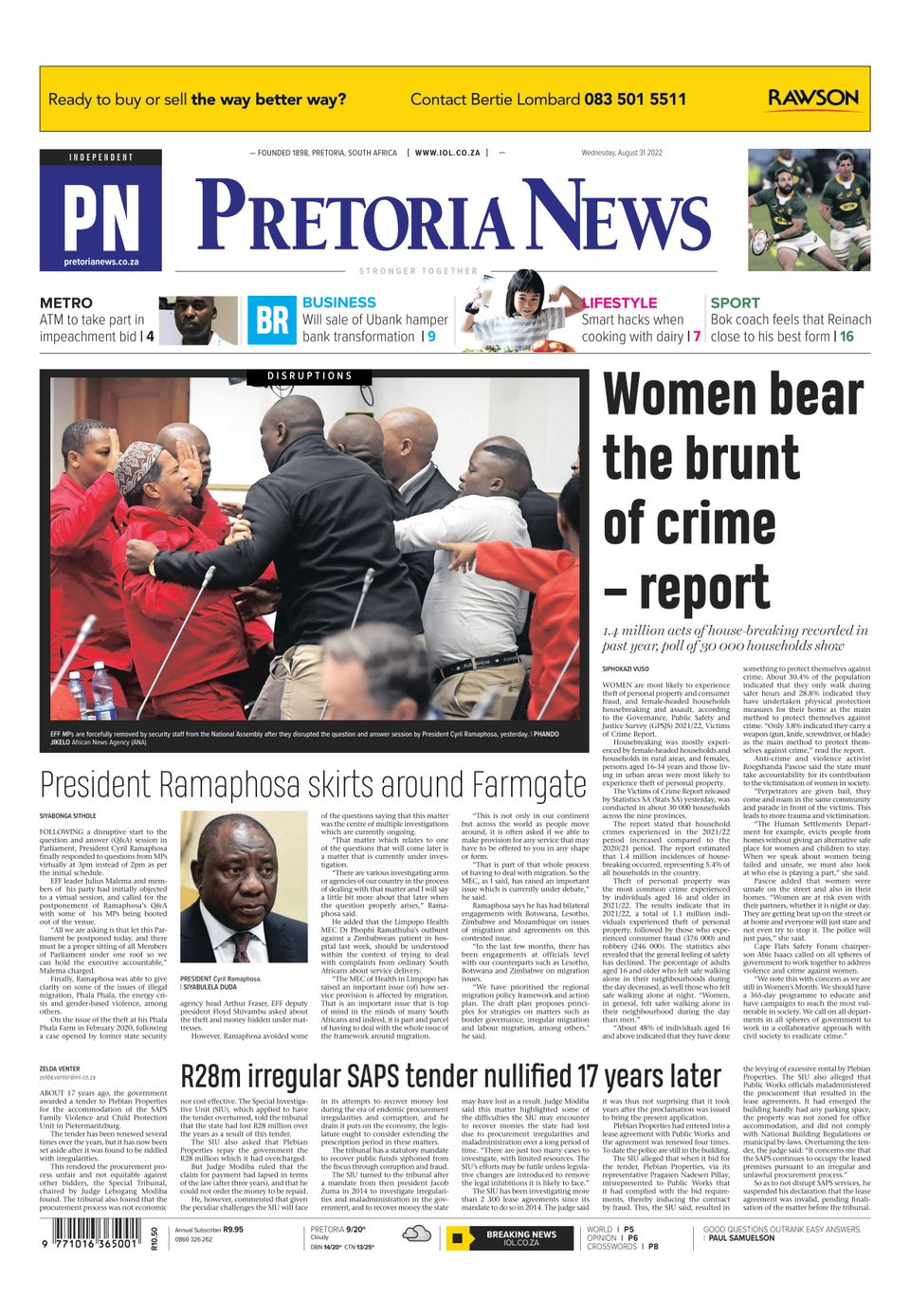 Pretoria News-August 31, 2022 Newspaper - Get your Digital Subscription