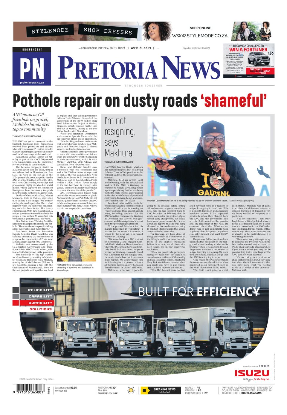 Pretoria News-September 05, 2022 Newspaper - Get your Digital Subscription