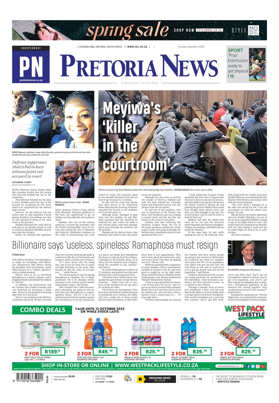 Pretoria News-September 15, 2022 Newspaper - Get your Digital Subscription