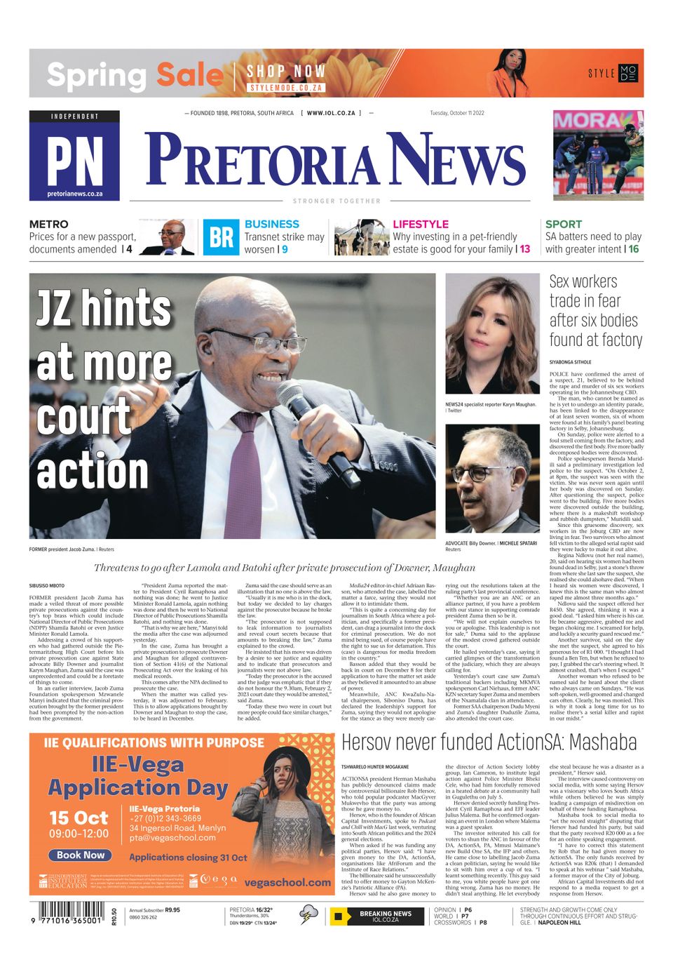 Pretoria News-October 11, 2022 Newspaper - Get your Digital Subscription