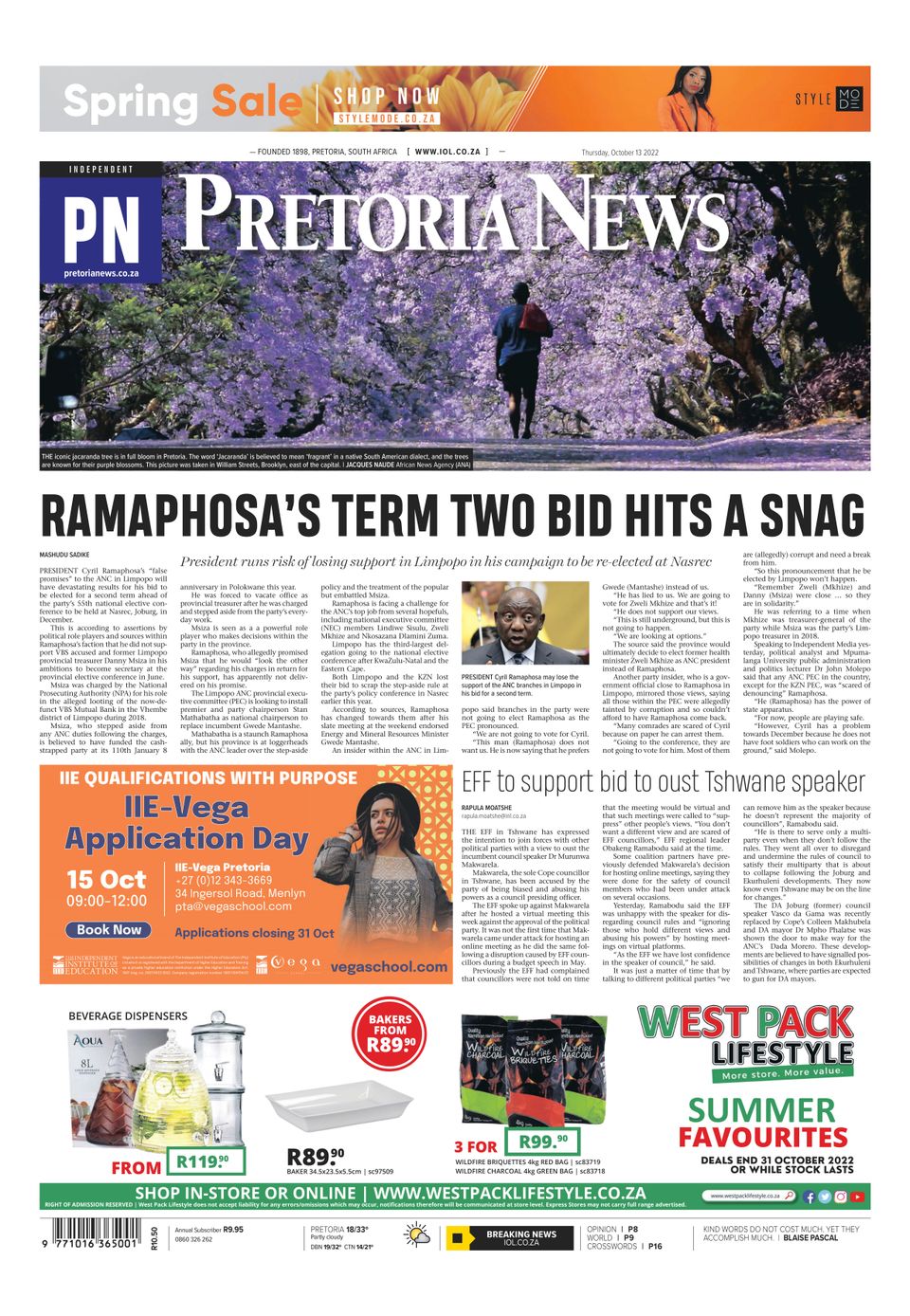 Pretoria News-October 13, 2022 Newspaper - Get your Digital Subscription