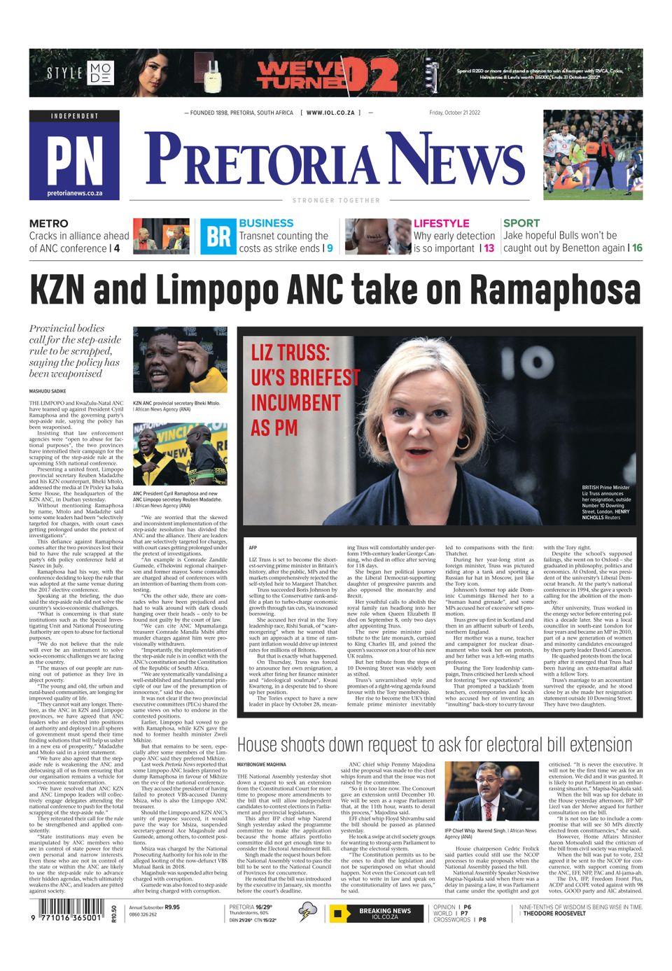 Pretoria News-October 21, 2022 Newspaper - Get your Digital Subscription