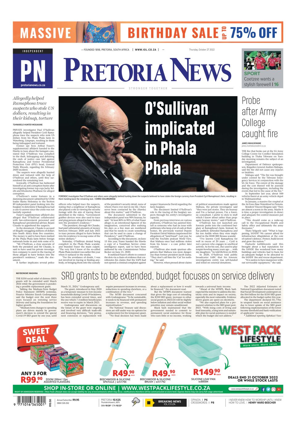 Pretoria News-October 27, 2022 Newspaper - Get your Digital Subscription