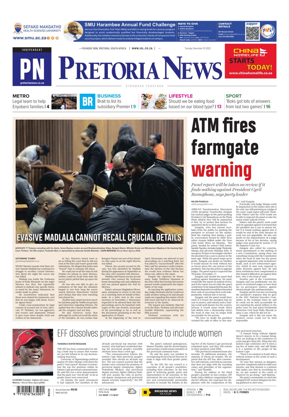 Get digital access to Pretoria News - November 15, 2022 issue | Magzter.com