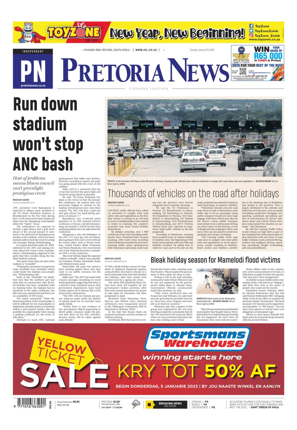 Pretoria News-January 03, 2023 Newspaper - Get your Digital Subscription