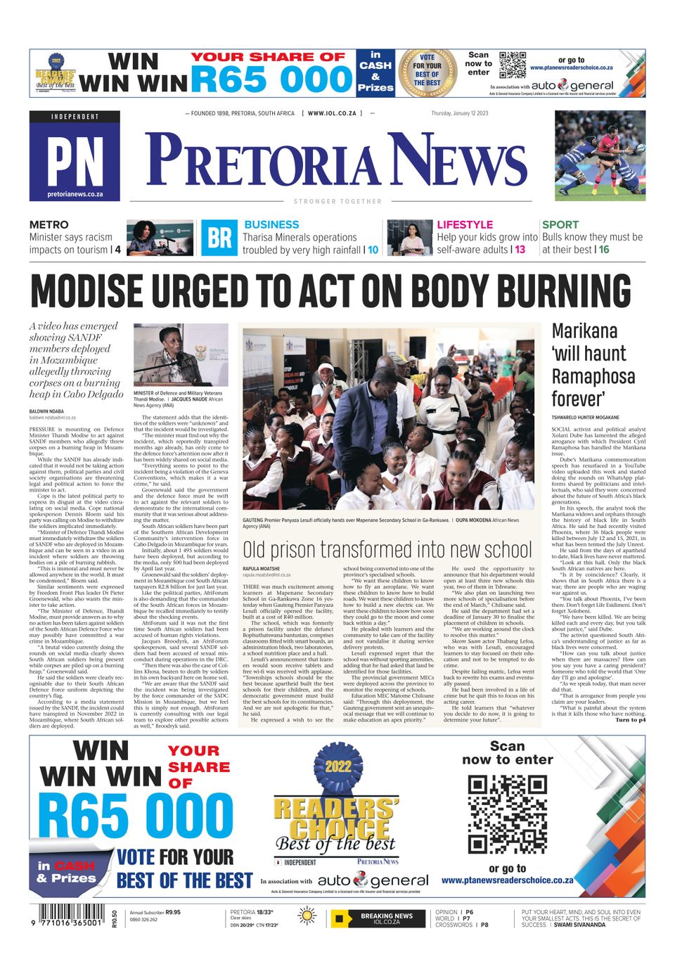 Pretoria News-January 12, 2023 Newspaper - Get your Digital Subscription