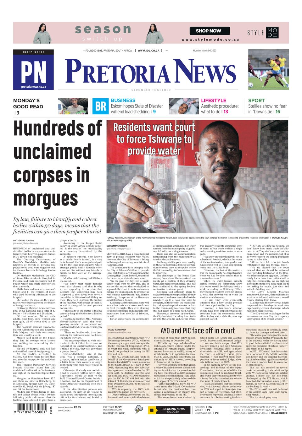 Get digital access to Pretoria News - March 06, 2023 issue | Magzter.com