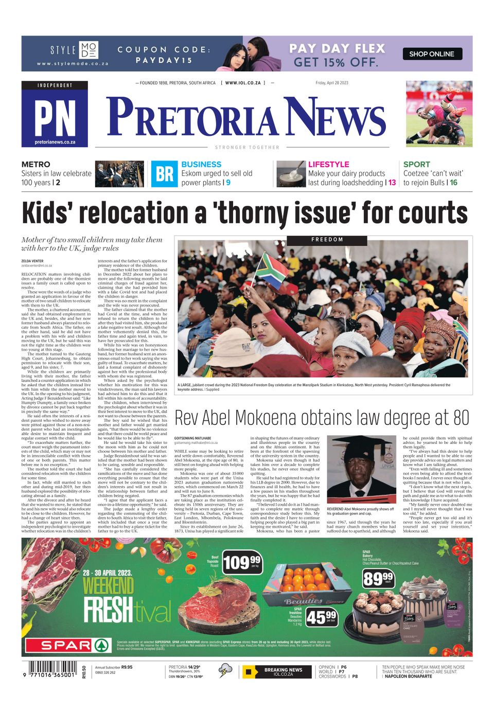Pretoria News-April 28, 2023 Newspaper - Get your Digital Subscription