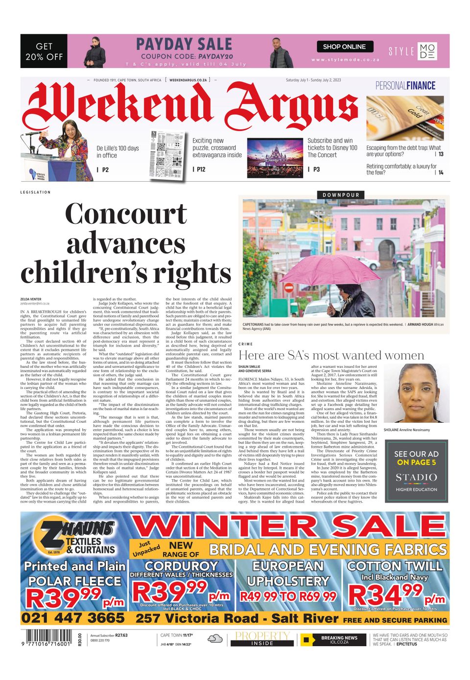 Weekend Argus on Saturday Newspaper - Get your Digital Subscription