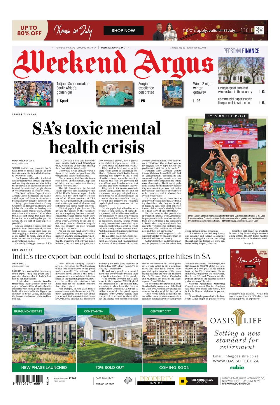 Weekend Argus on Saturday Newspaper - Get your Digital Subscription