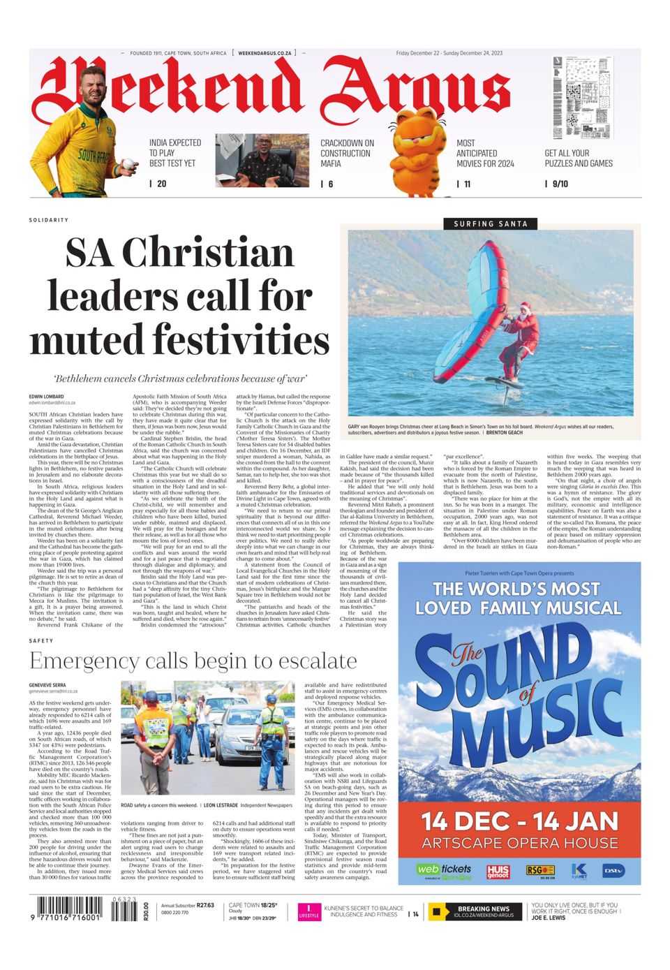 Weekend Argus on Saturday Newspaper - Get your Digital Subscription
