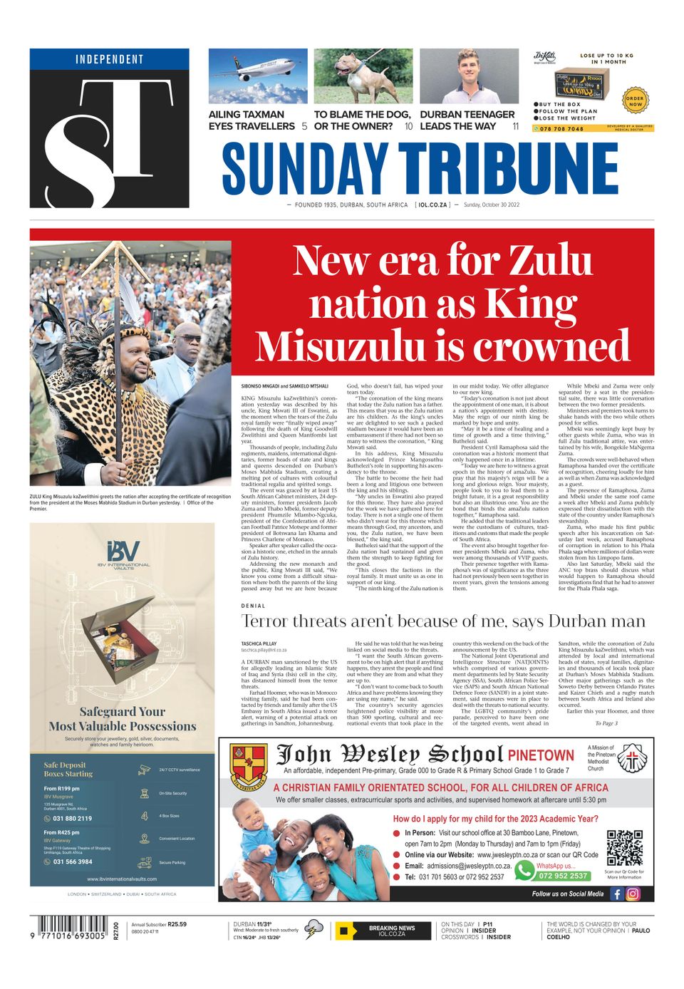 Sunday Tribune-October 30, 2022 Newspaper - Get your Digital Subscription