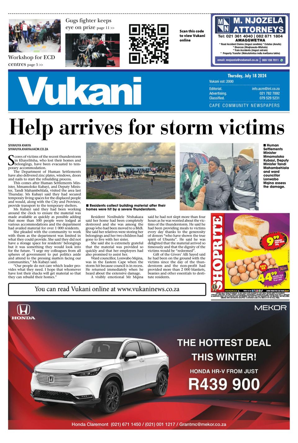 Get digital access to Vukani - July 18, 2024 issue | Magzter.com