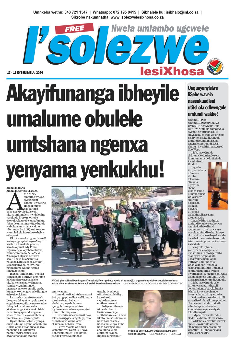 Get digital access to Isolezwe lesiXhosa - June 13, 2024 issue ...