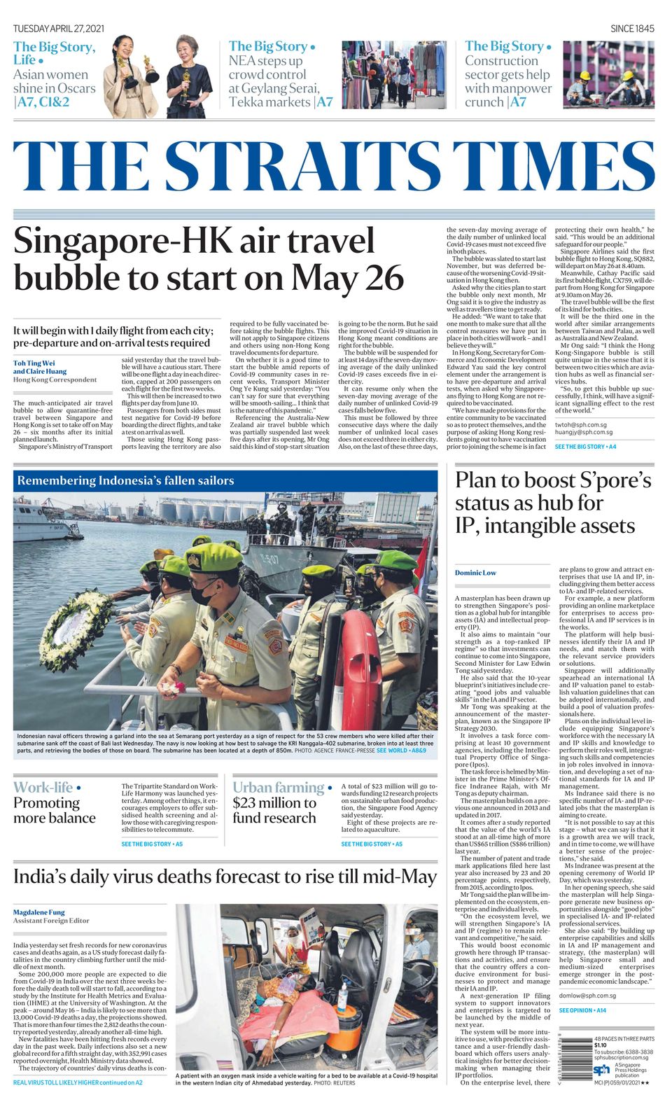 The Straits Times-April 27, 2021 Newspaper - Get your Digital Subscription