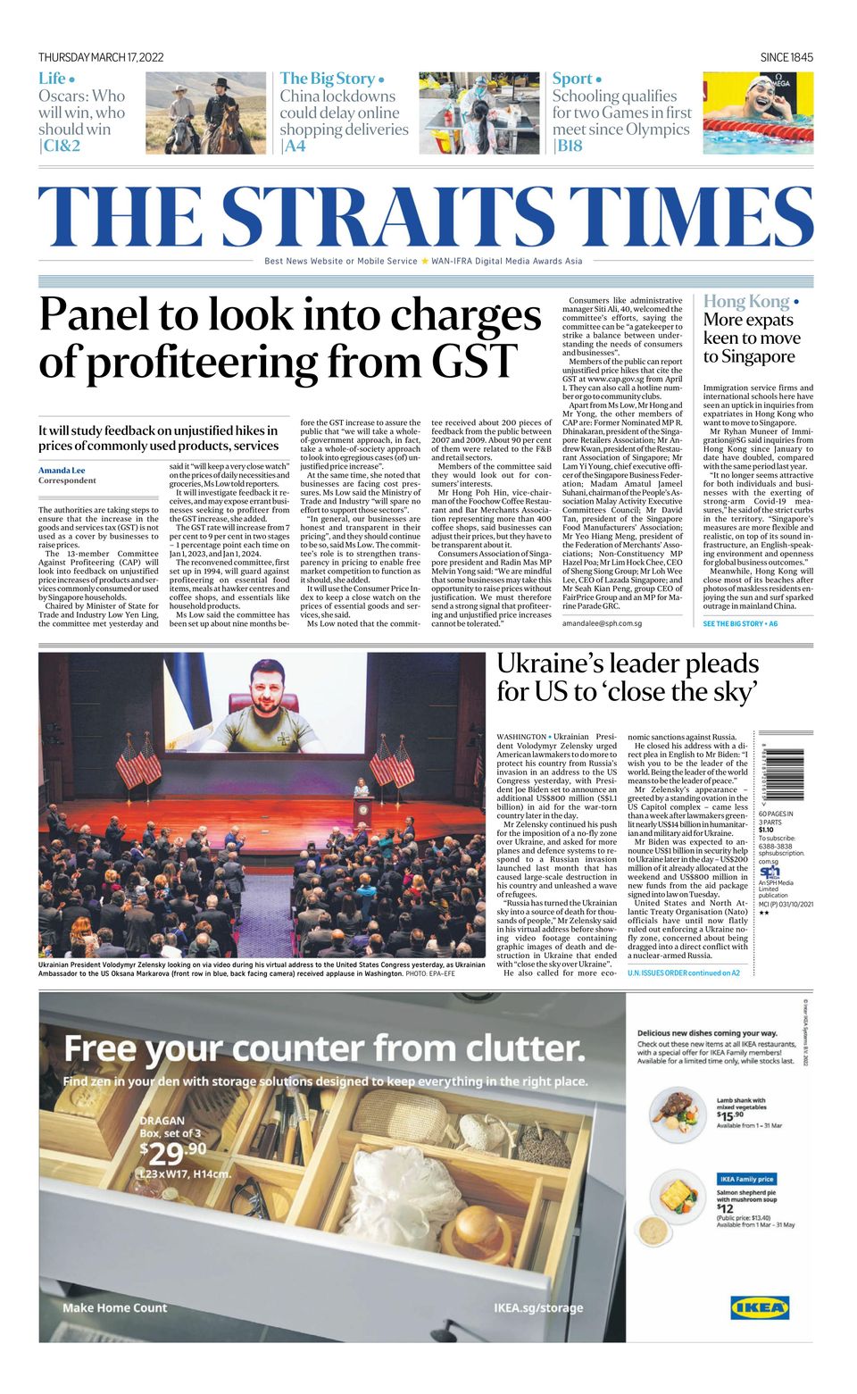 Get digital access to The Straits Times - March 17, 2022 issue ...