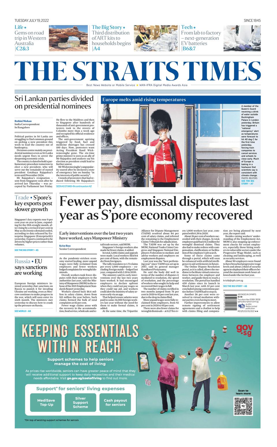 The Straits Times-July 19, 2022 Newspaper - Get your Digital Subscription