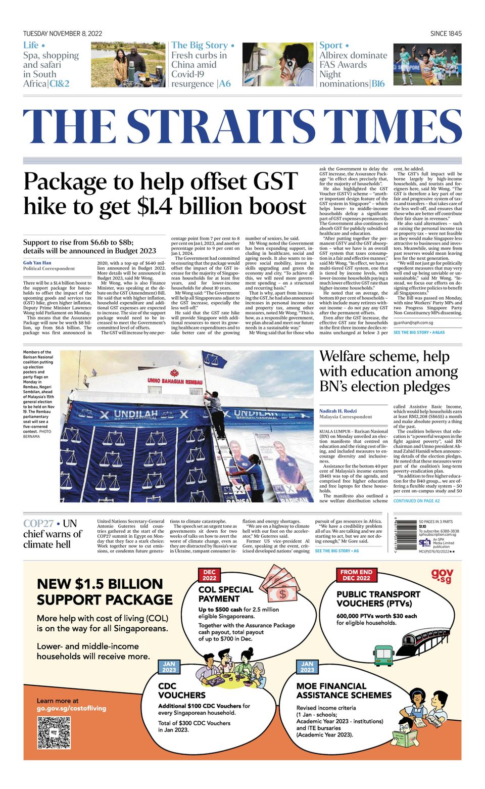 The Straits Times-November 08, 2022 Newspaper - Get your Digital ...