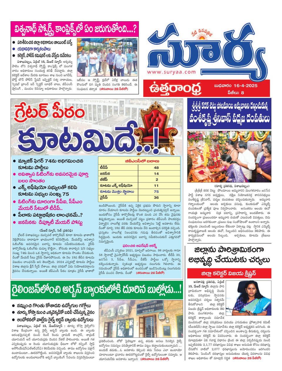 Get digital access to Suryaa Vijayanagaram - April 16, 2025 issue | Magzter.com