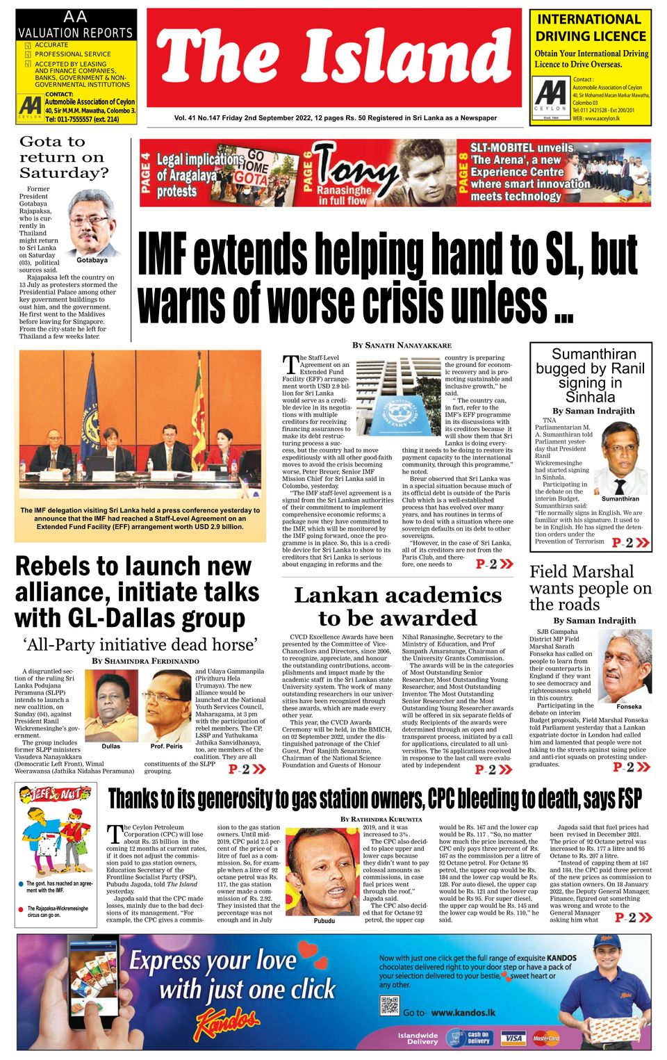 The Island-September 02, 2022 Newspaper - Get your Digital Subscription