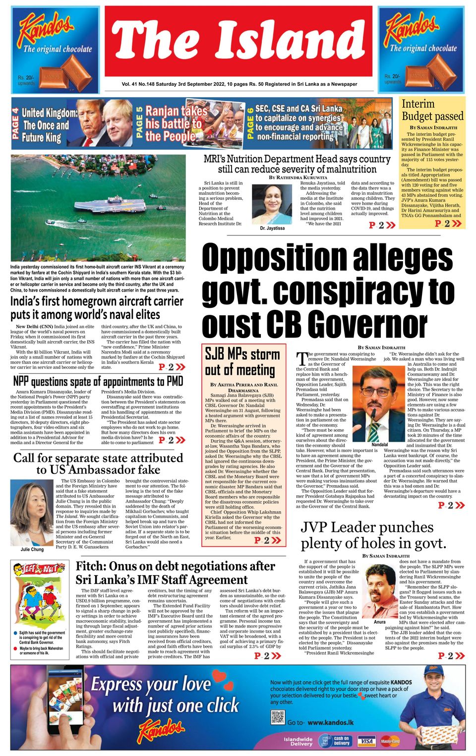 The Island-September 03, 2022 Newspaper - Get your Digital Subscription