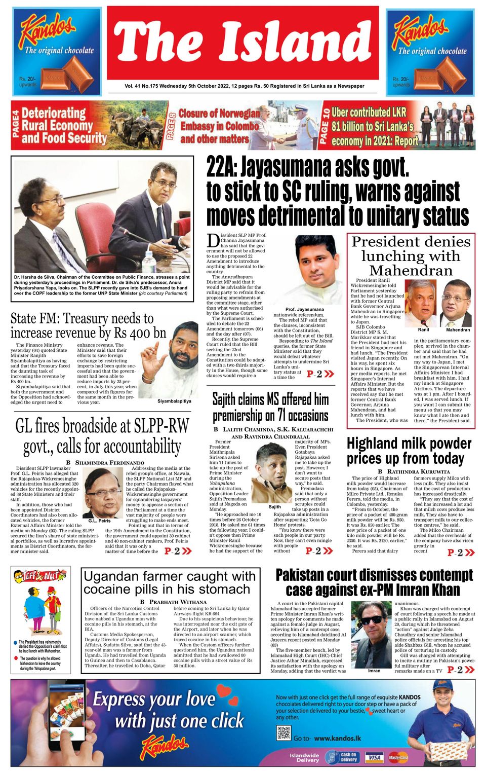 The Island-October 05, 2022 Newspaper - Get your Digital Subscription