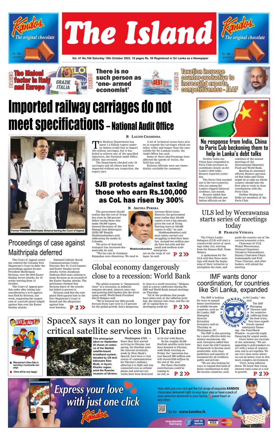 The Island-October 15, 2022 Newspaper - Get your Digital Subscription