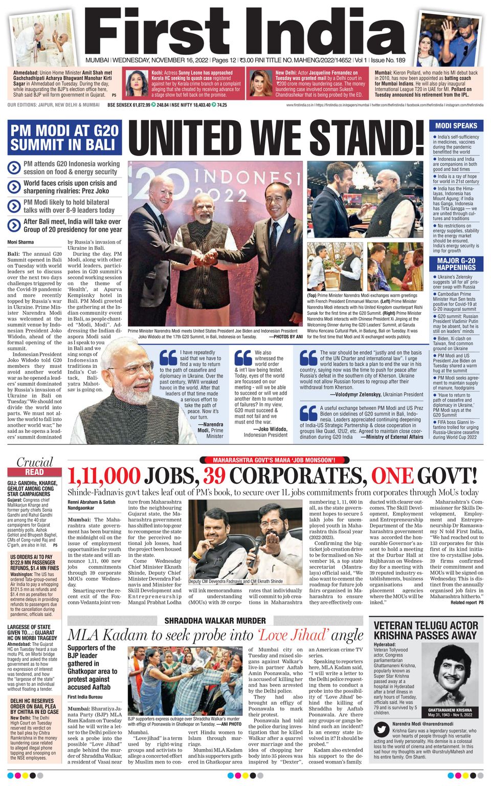Get digital access to First India Mumbai - November 16, 2022 issue | Magzter.com