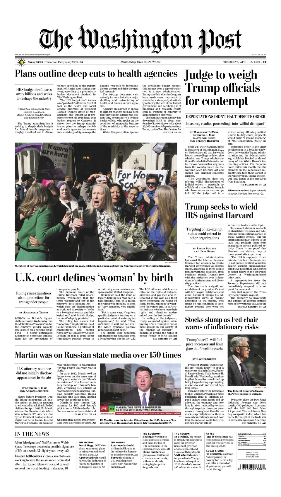 Get digital access to The Washington Post - April 17, 2025 issue ...