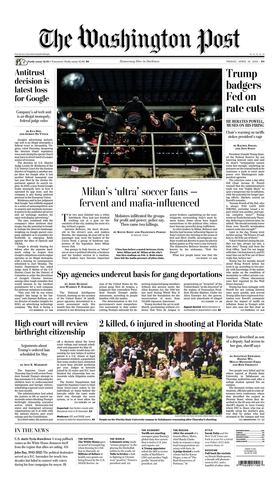 Get digital access to The Washington Post - April 18, 2025 issue ...