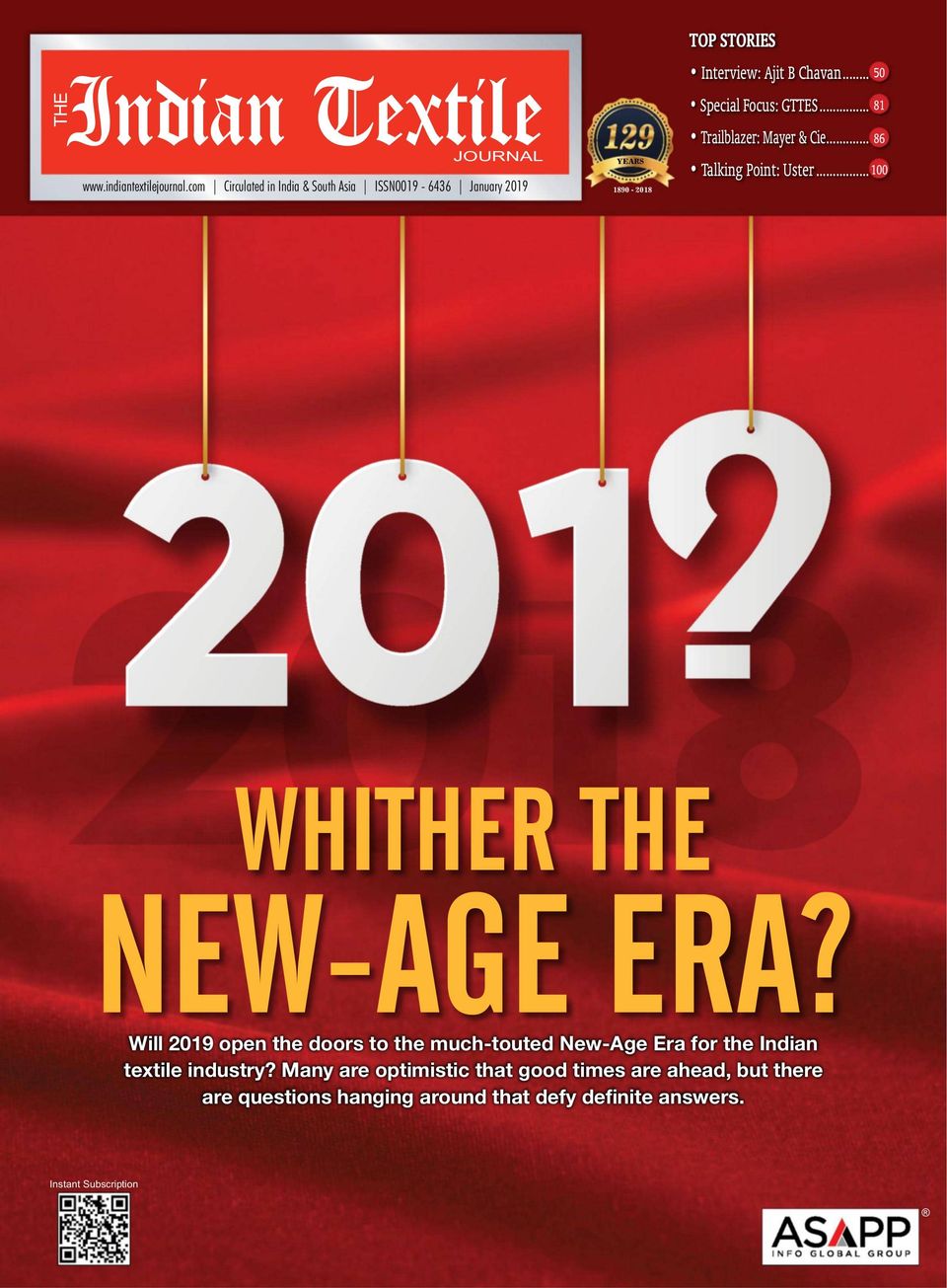 Get digital access to The Indian Textile Journal - January 2019 issue ...
